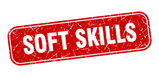 Soft skills stamp square grunge red Royalty Free Vector