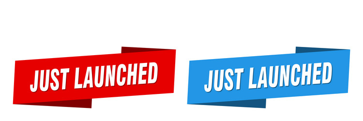 Just launched banner ribbon label Royalty Free Vector Image