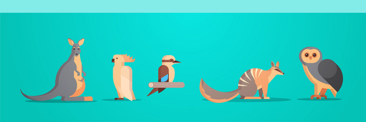 Set cartoon endangered wild australian animals Vector Image
