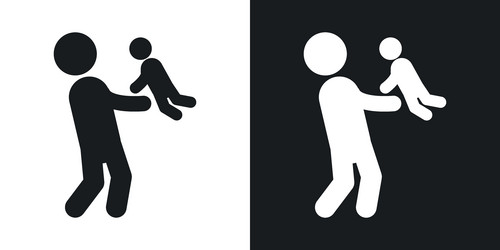 Father and son playing icon set family Royalty Free Vector