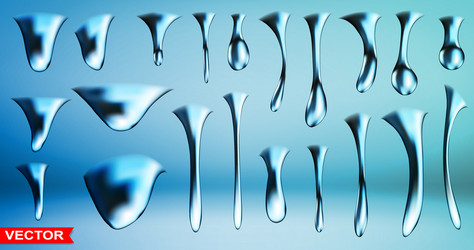 Pure rain drops realistic set cold water drip Vector Image