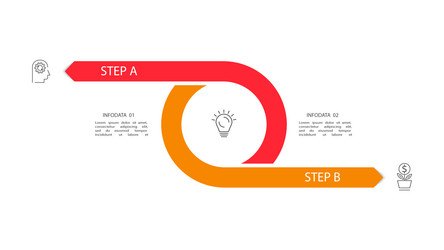 Abstract arrows graph diagram with 2 steps Vector Image