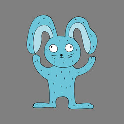 Funny blue hare was surprised Royalty Free Vector Image