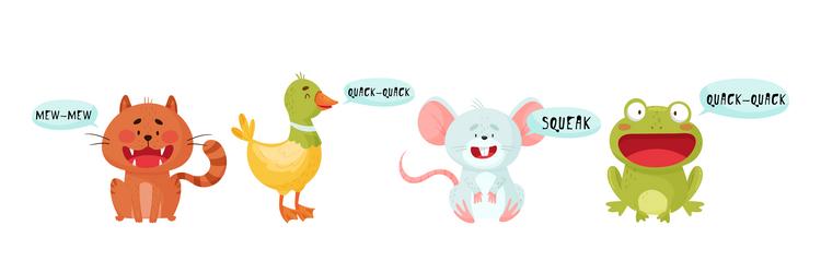 Cute animal making sounds and talking set Vector Image