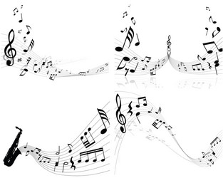 Music with falling notes on white Royalty Free Vector Image
