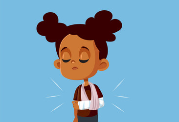 Little girl suffering an injury wearing a medical Vector Image