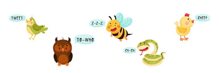 Cute animal making sounds and talking set Vector Image
