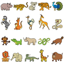 Cute zoo animals collection Royalty Free Vector Image