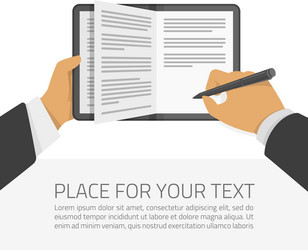 Hand holding book Royalty Free Vector Image - VectorStock