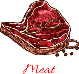 Raw meat sticker on white background Royalty Free Vector