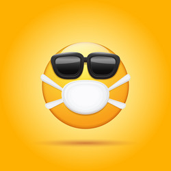 Yellow sick emoji sticker with mouth Royalty Free Vector