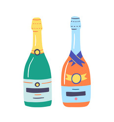 Cartoon alcoholic beverages color icons set Vector Image