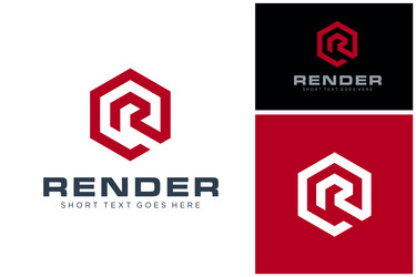 Letter r with futuristic digital hexagon logo Vector Image