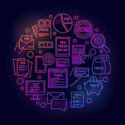 2d customizable income tax report thin linear Vector Image