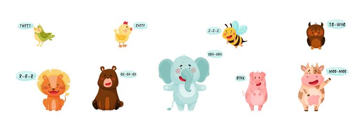 Cute animal making sounds and talking set Vector Image