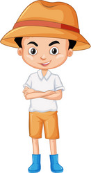 A boy wears hat and boots cartoon character Vector Image