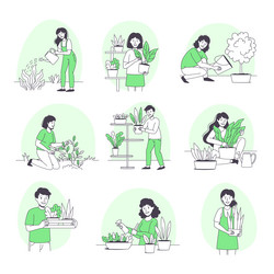 People character planting growing and cultivating Vector Image