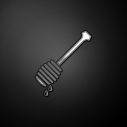 Black honey dipper stick with dripping icon Vector Image