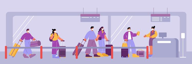 People queuing up in a long queue line Royalty Free Vector