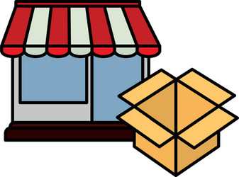 Store facade building with carton box Royalty Free Vector