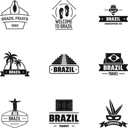 Brazil travel logo icons set simple style Vector Image