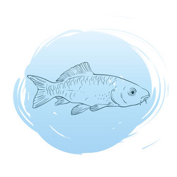Large cute blue fish Royalty Free Vector Image