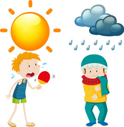 Cartoon kids seasonal winter spring summer fall Vector Image