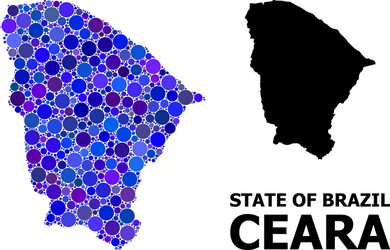 Blue round dot mosaic map roraima state Royalty Free Vector