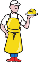 Cheesemaker holding parmesan cheese cartoon Vector Image