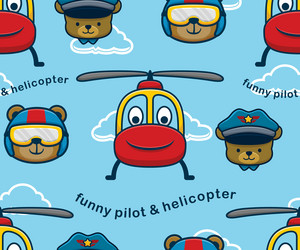 Set smiling helicopters cartoon with animal Vector Image