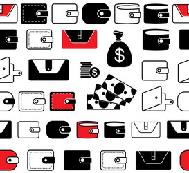 Wallet or pocketbook icon seamless borders Vector Image