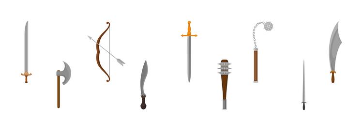 Ancient weapon with sword ball-and-chain flail Vector Image