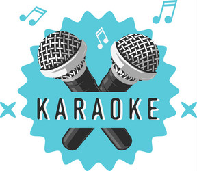 Karaoke label sign design with microphone Vector Image