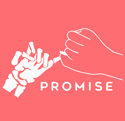 Pinky swear promise hand with skeleton icon Vector Image