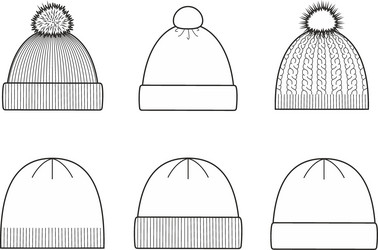 Set of knitted winter caps Royalty Free Vector Image