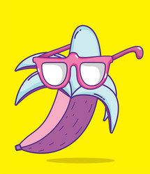 Cartoon banana sunglasses pop art Royalty Free Vector Image