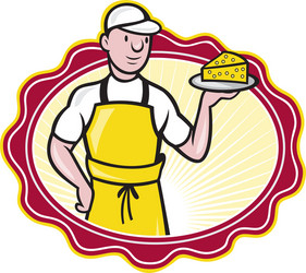 Cheesemaker holding parmesan cheese cartoon Vector Image
