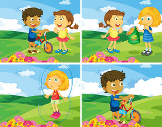 Cartoon Children Skipping Vector Images (over 500)