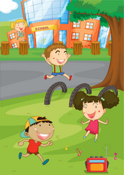 Children playing in the school playground Vector Image