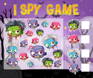 Halloween zombie i-spy game template Royalty Free Vector