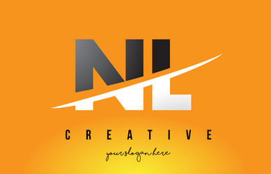 Nl n l letter modern logo design with yellow Vector Image