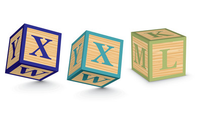 Word xxl written with alphabet blocks Royalty Free Vector