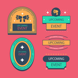 Gradient upcoming events label set Royalty Free Vector Image