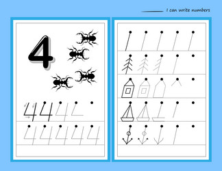 Number Four Tracing Worksheet Vector Images (over 170)