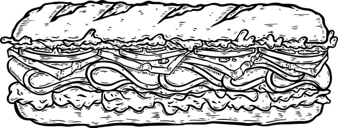 Submarine sandwich design element for poster card Vector Image