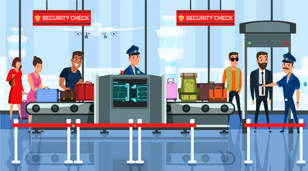 Passengers passes security check Royalty Free Vector Image