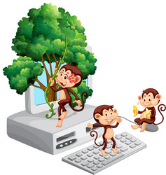 Monkey Climbing Vine Vector Images (59)