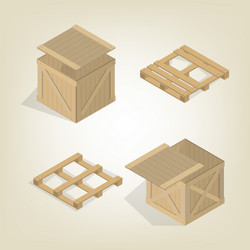 Wooden boxes containers crates and packages Vector Image