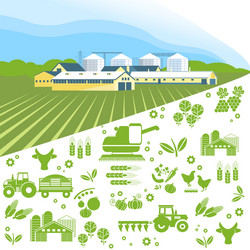 Agroindustry template with a farm background Vector Image