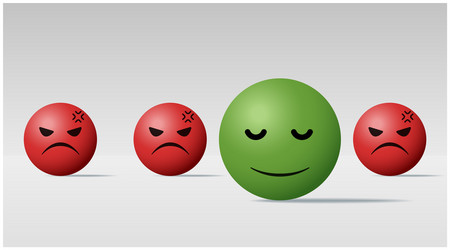 Happy face ball among sad balls background Vector Image